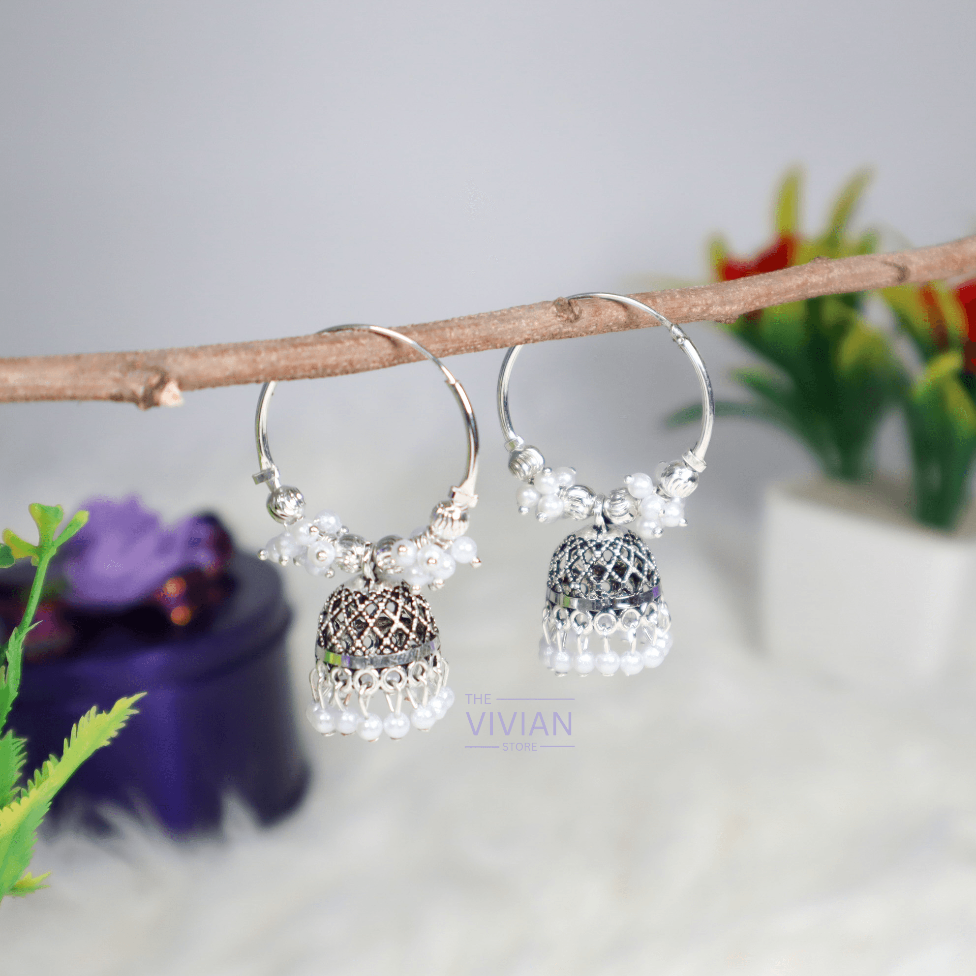 Pearlbell Oxidised Jhumki
